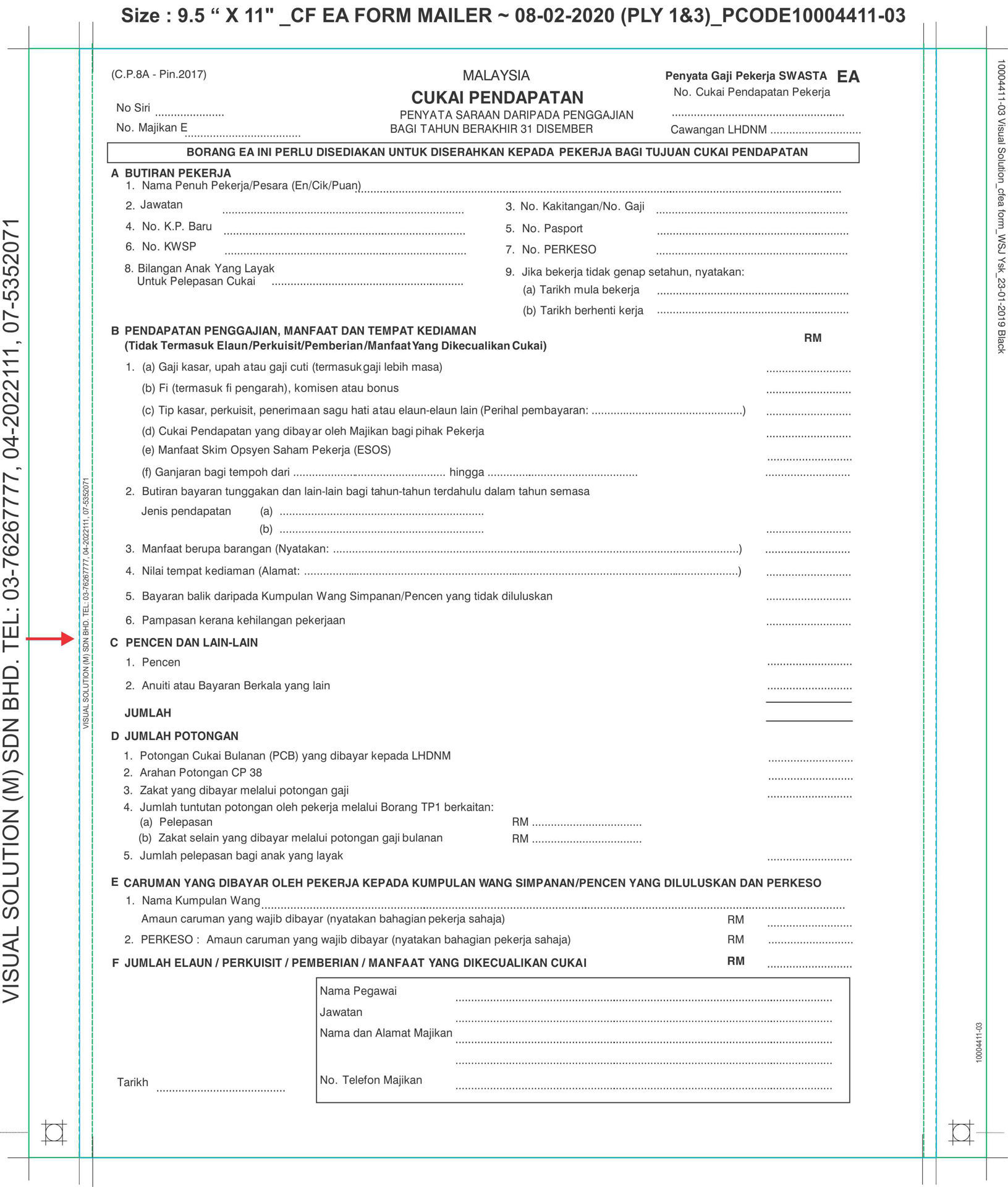 Ren Ecosystem. Pre Printed EA Form