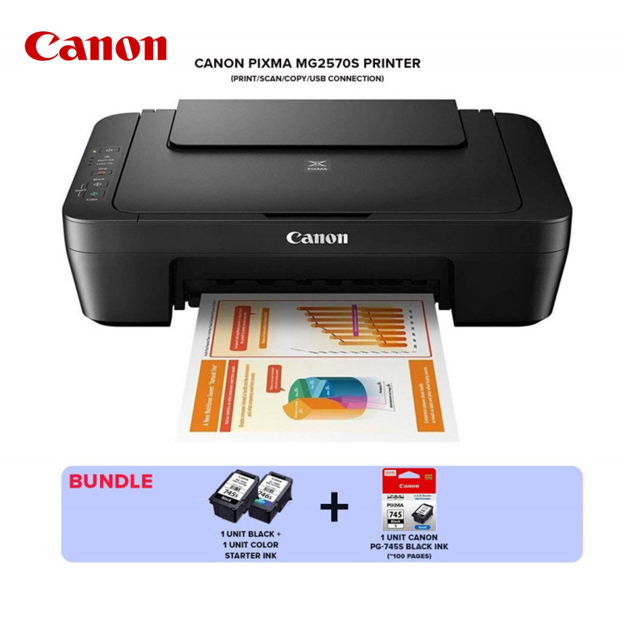 Ren Ecosystem. Canon Pixma MG2570s Printer Bundle (BPPCANO570745S)